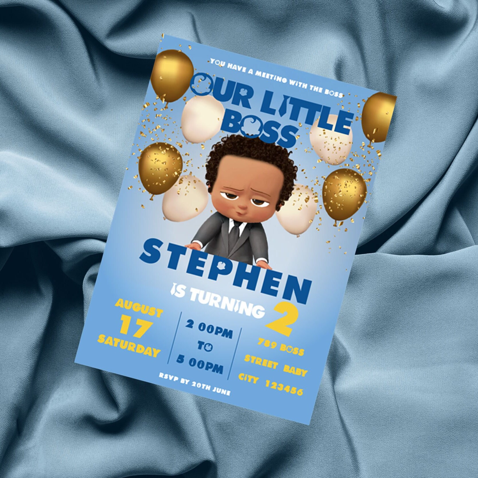 Editable Boss Baby Birthday Invitation, Baby Boss Boy Birthday Evite ...