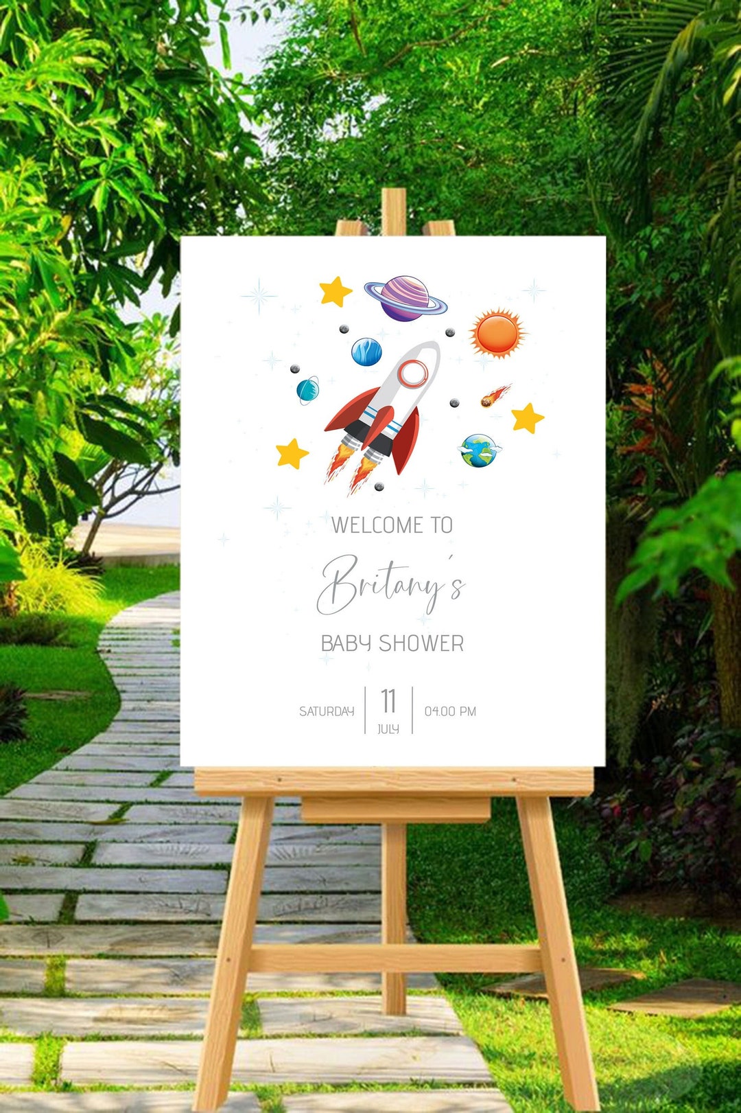 Space Baby Shower Welcome Sign Galaxy Outer Space Welcome - Etsy