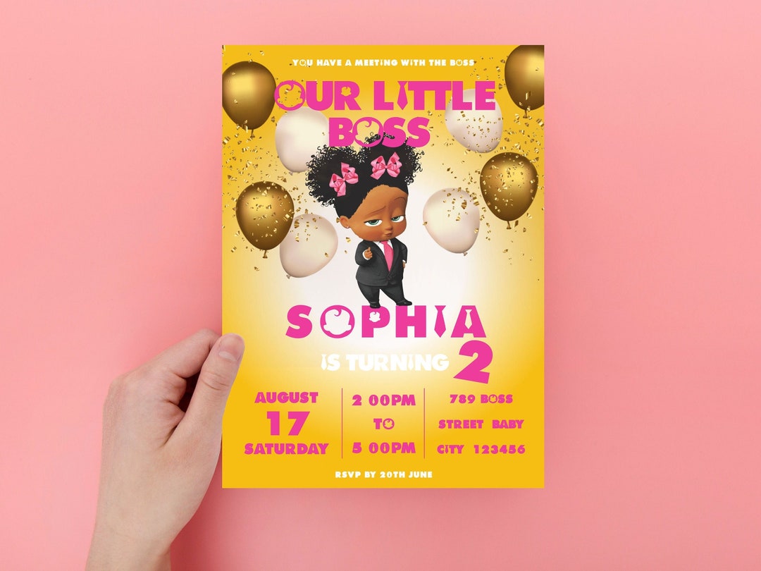 Editable Girl Baby Boss Birthday Invitation, Girl Baby Boss Birthday ...