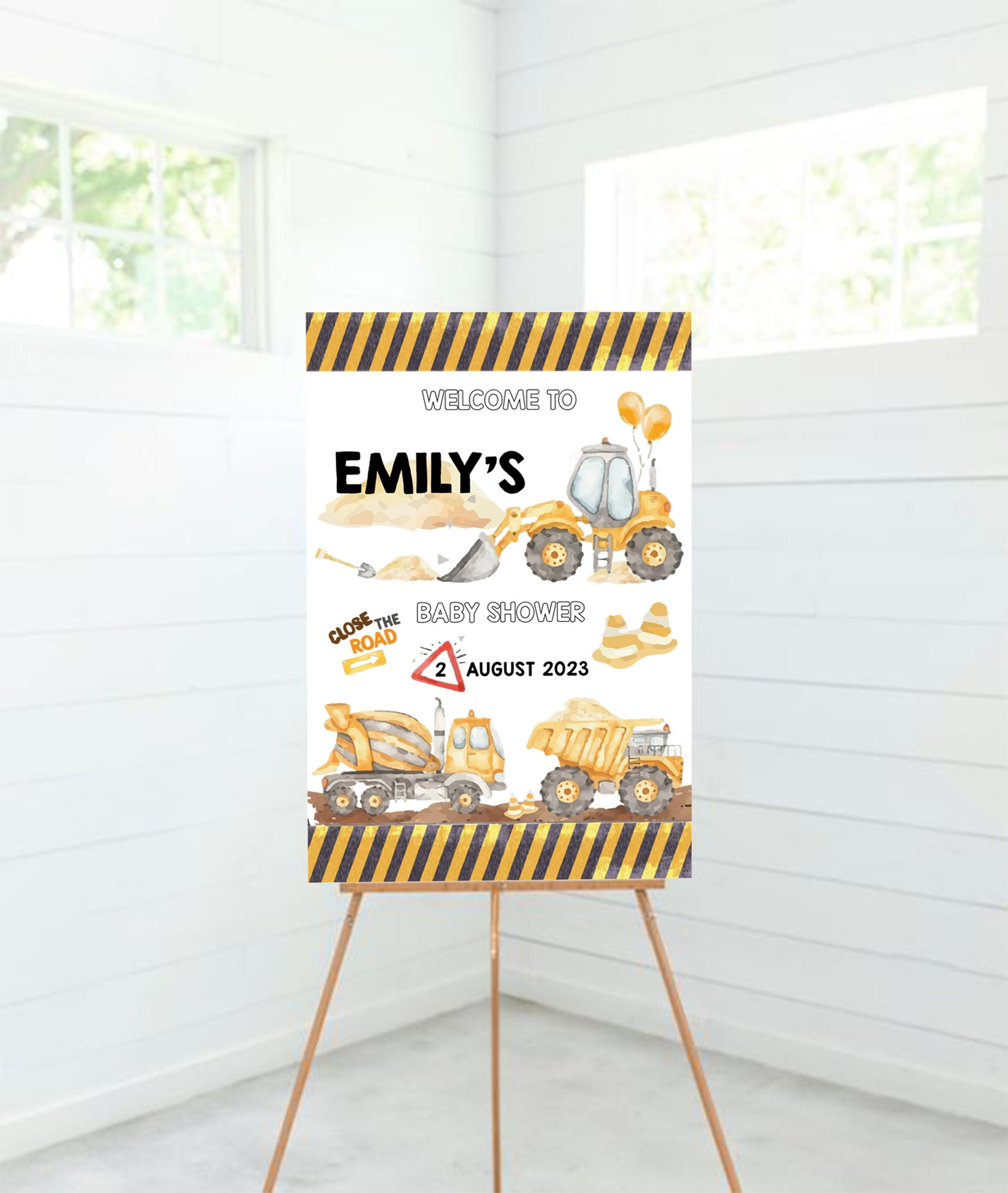 Dump Truck Baby Shower Welcome Sign, Under Construction Baby Shower ...
