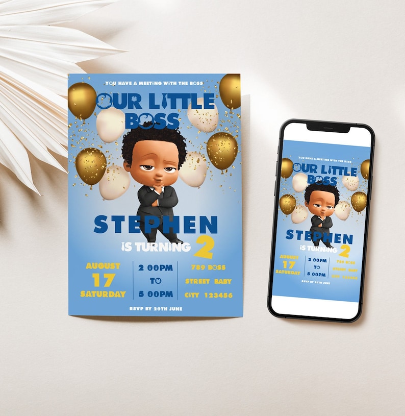 Editable Boss Baby Birthday Invitation: Mobile Evite Template - Etsy