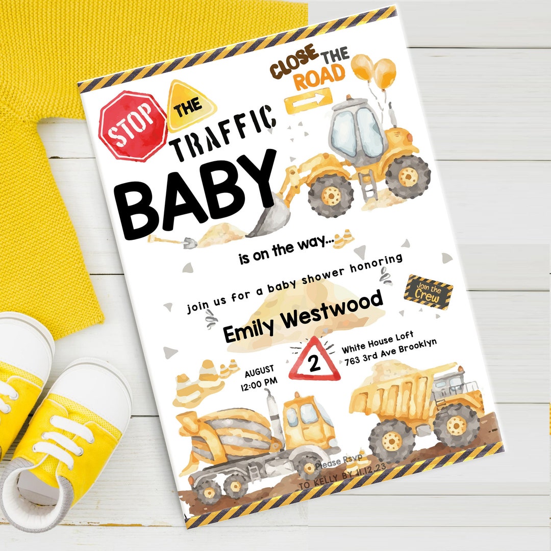 Dump Truck Baby Shower Invitation Under Construction Baby - Etsy
