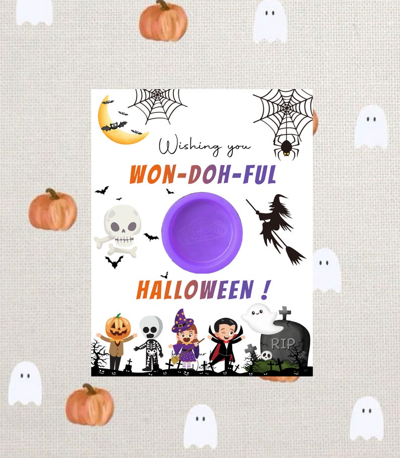 Editable Halloween Play-doh Favor Card: Trick or Treat Gift Tag - Etsy