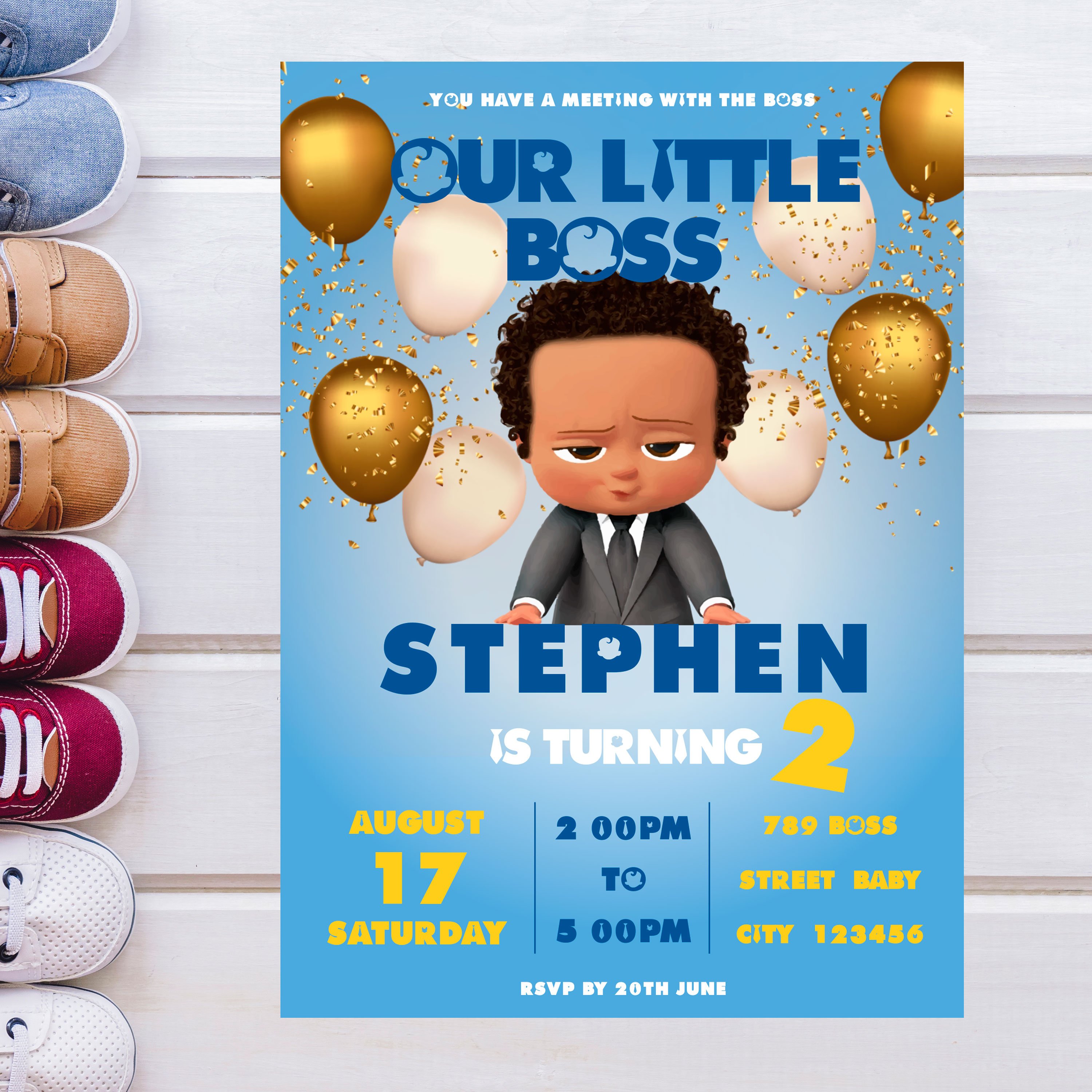 Editable Boss Baby Birthday Invitation, Baby Boss Boy Birthday Evite ...