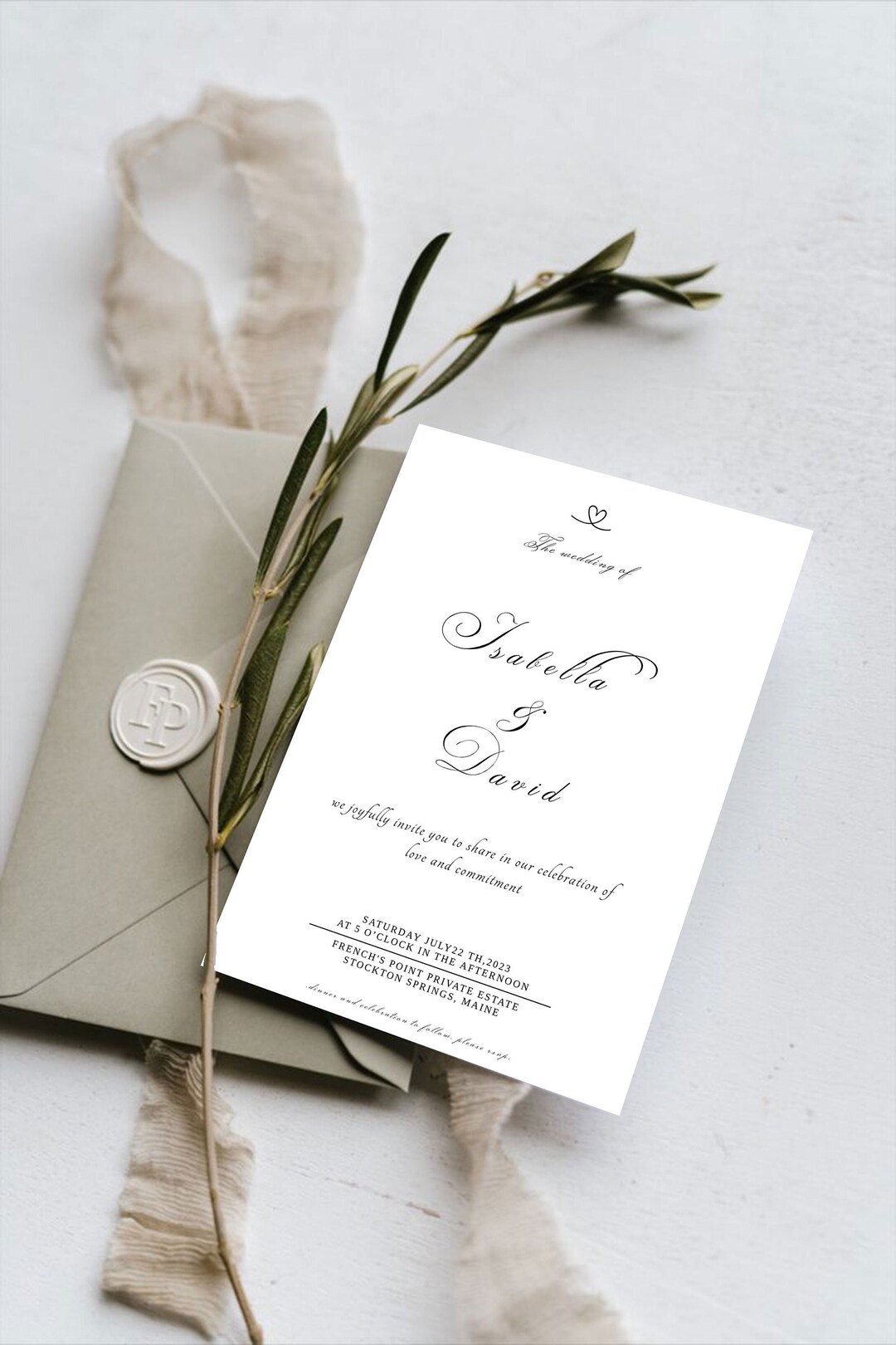Minimal Wedding Invitation Template, Printable Wedding Invitation Card ...