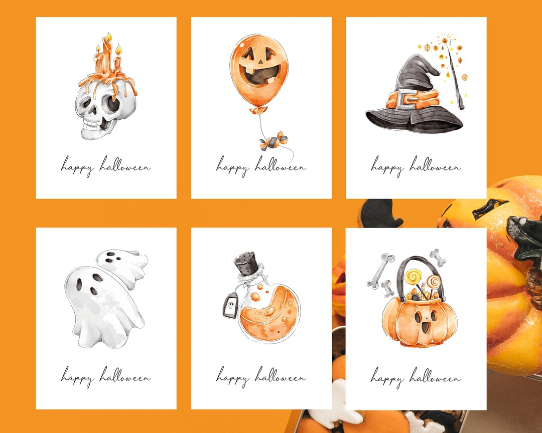 Halloween Card Set, Happy Halloween Thank You Cards, Halloween Party ...