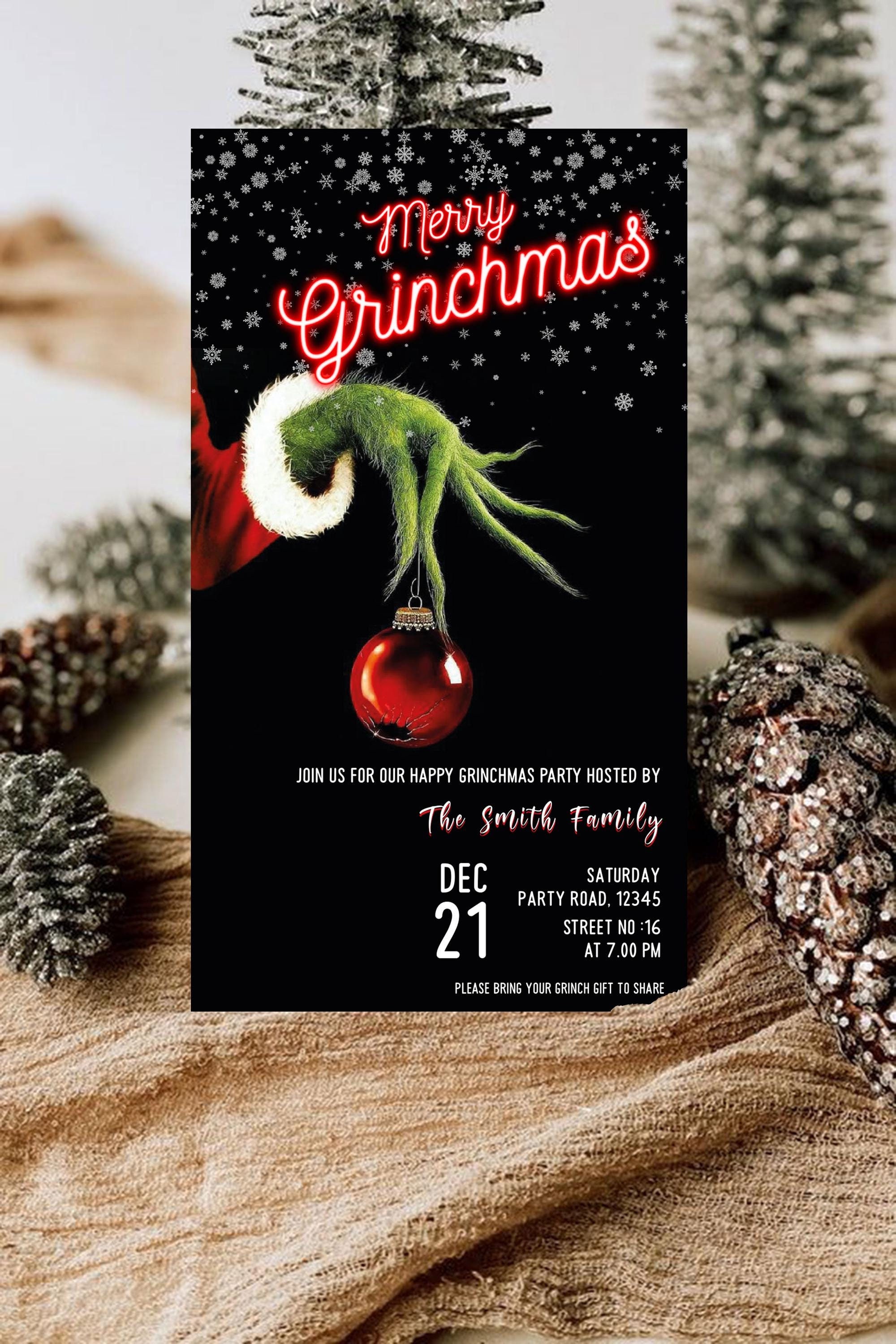 Merry Grinchmas Party, Editable Grinch Invitation, Christmas Party ...