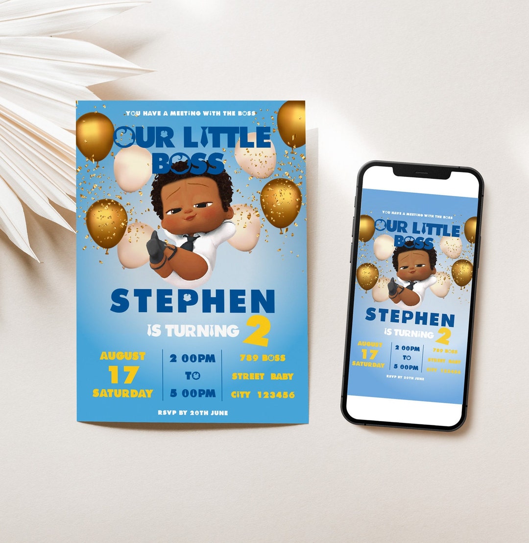 Editable Boss Baby Birthday Invitation: Mobile Evite Template - Etsy