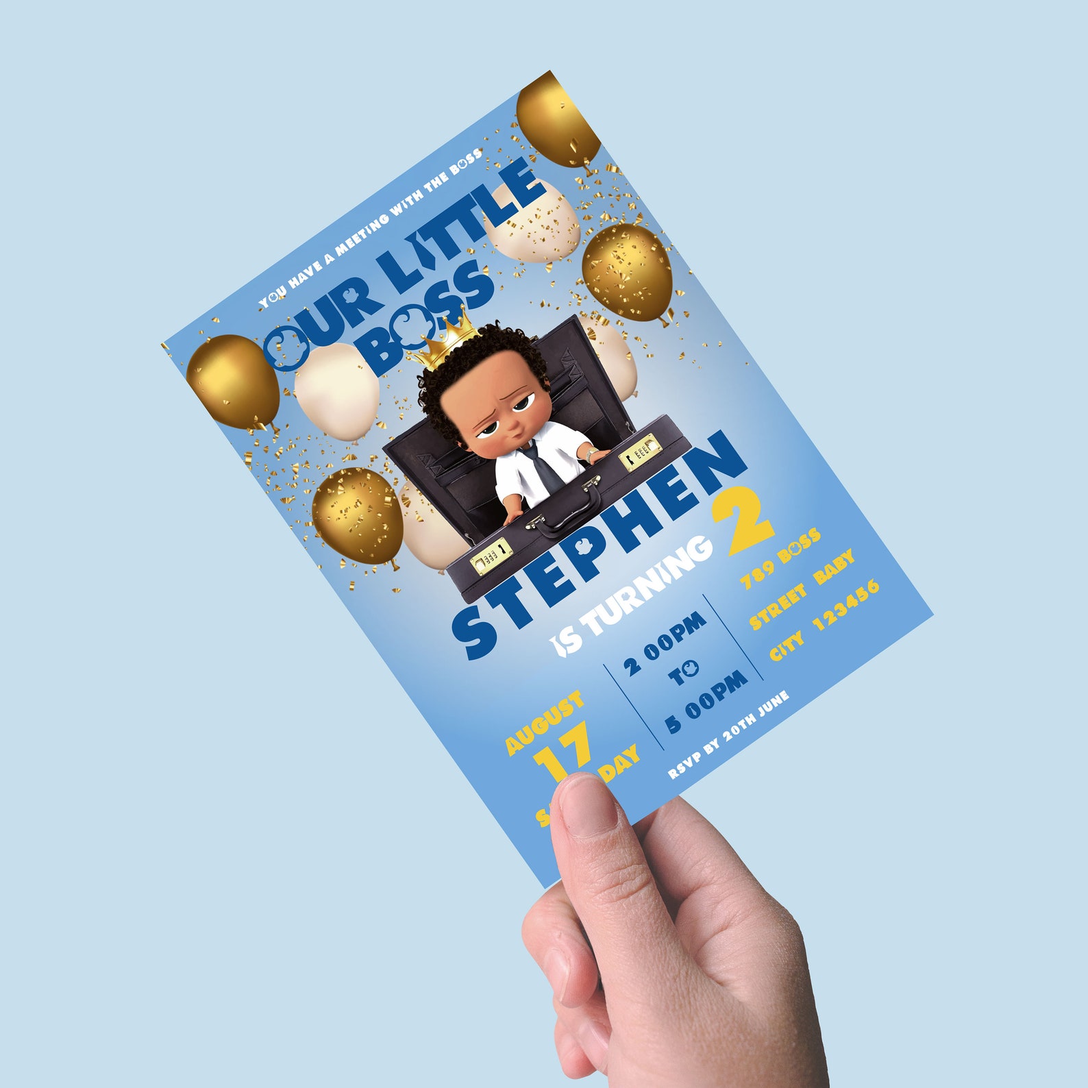 Editable Boss Baby Birthday Invitation, Baby Boss Boy Birthday Evite ...