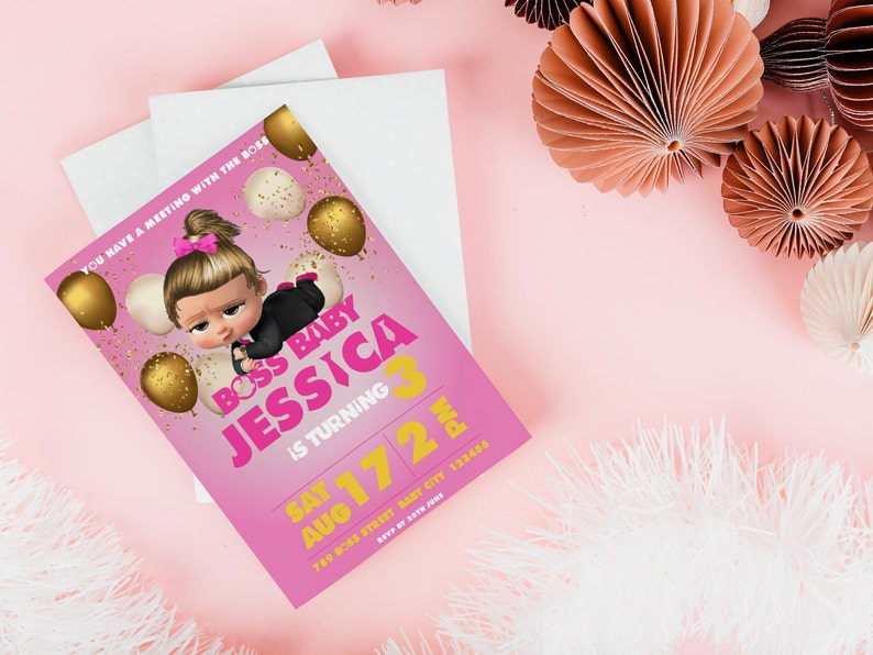 Girl Boss Baby Birthday Invitation: Editable Printable Template - Etsy