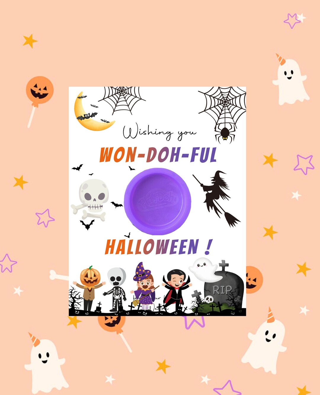 Halloween Play-doh Card,trick or Treat Halloween School,halloween Favor ...