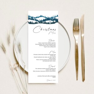 Christmas Tree Minimal Menu Template, Printable Snow Tree Menu Card ...