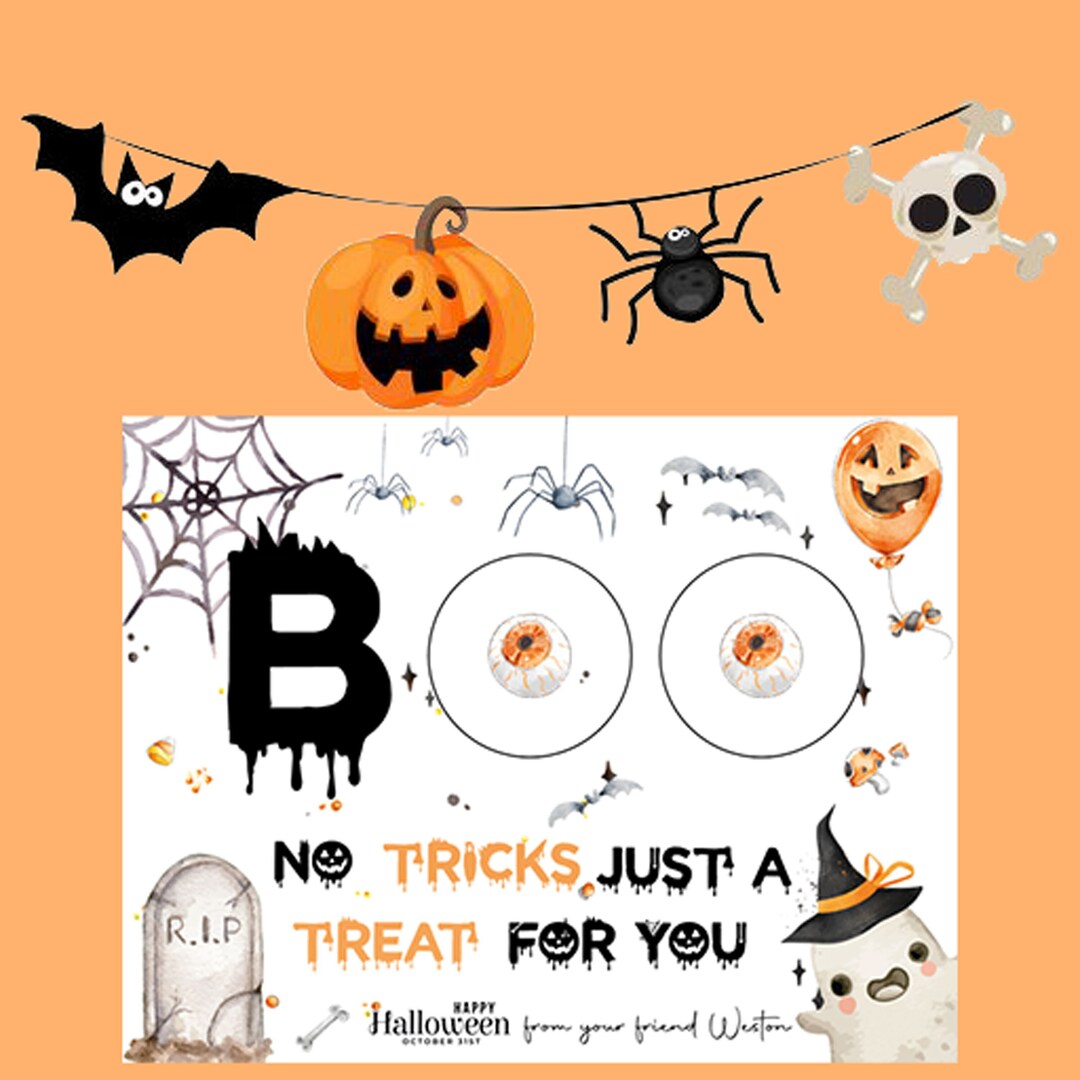 Editable Halloween Play-doh Favor Treat Card, Halloween Gift Tag, Trick ...