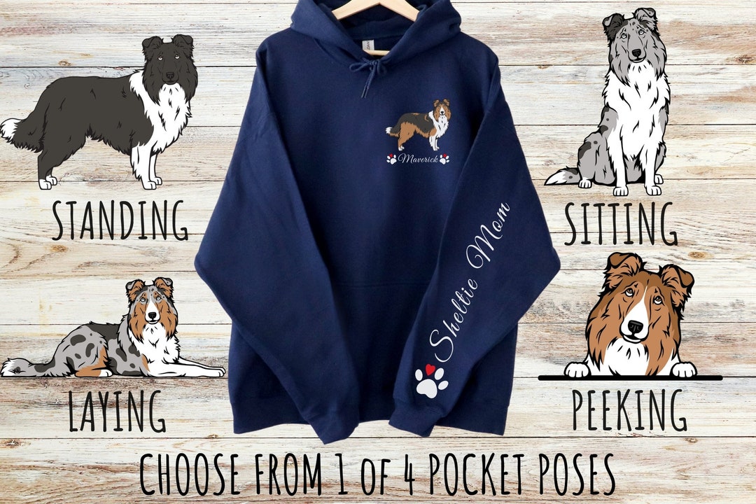 Custom Shetland Sheepdog Pocket Print Unisex Heavy Blend Drawstring ...