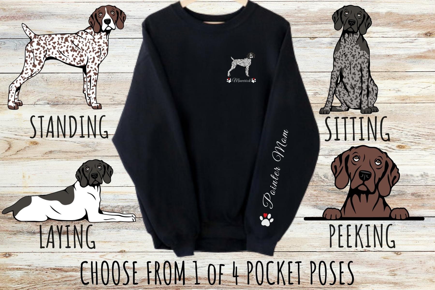 Custom German Shorthaired Pointer Pocket Print Sweatshirt, Cute ...