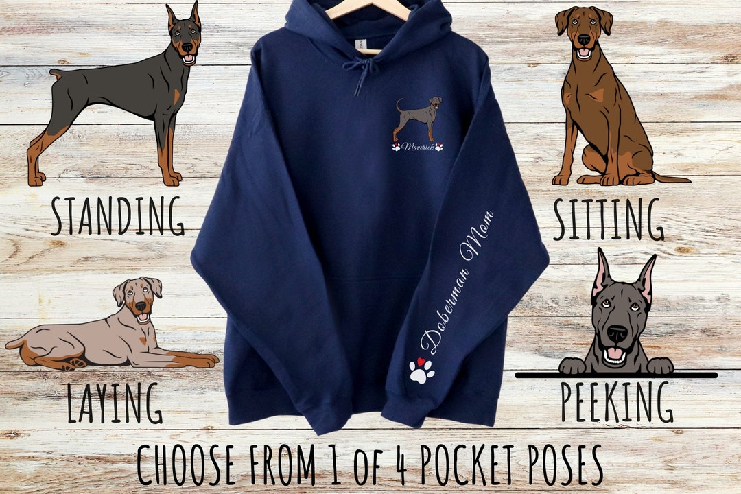 Custom Doberman Pinscher Pocket Print Unisex Heavy Blend Hoodie With ...
