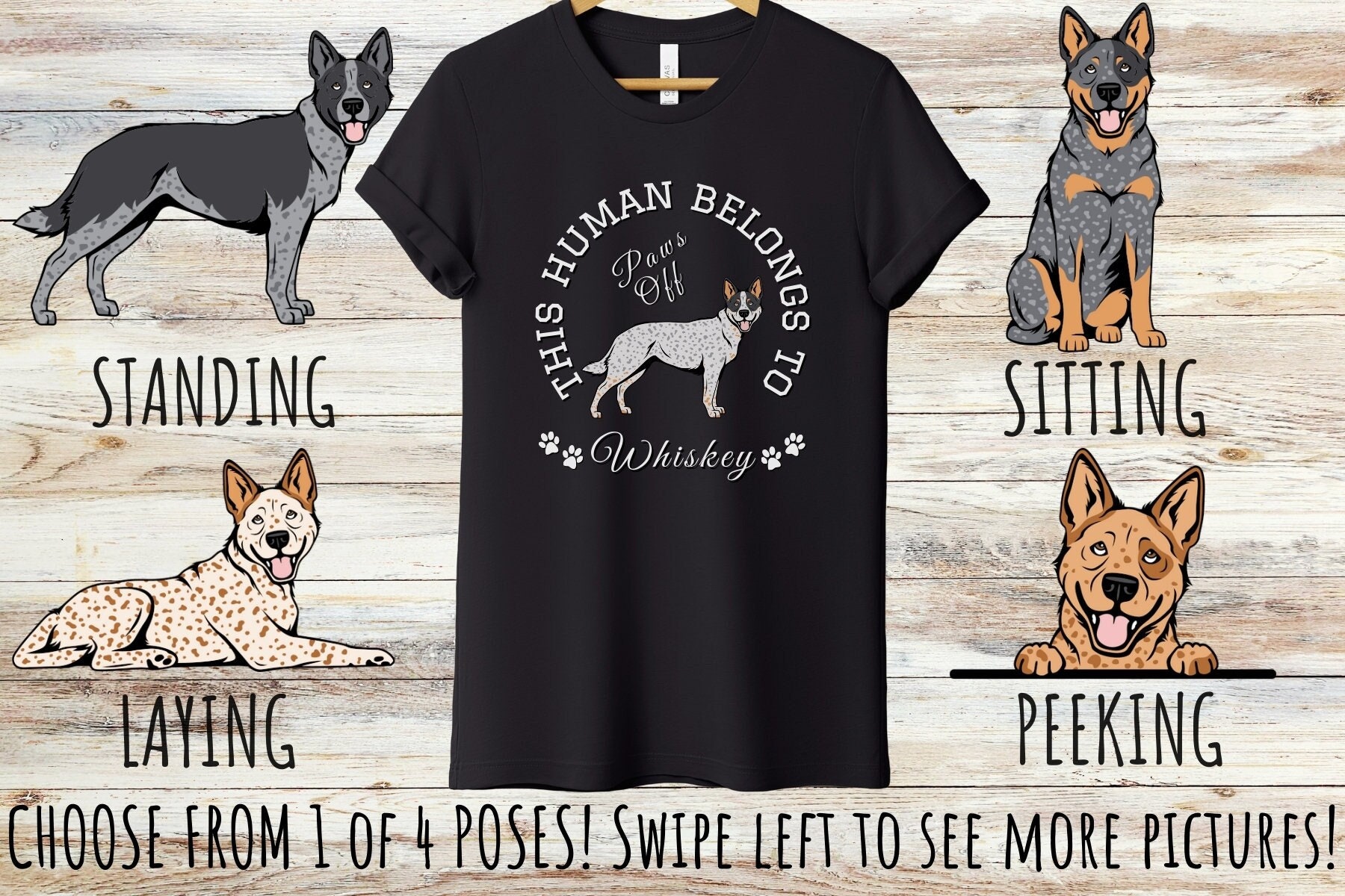 Custom Australian Cattle Dog Human/hooman T-shirt for Pet Lovers, Cute ...