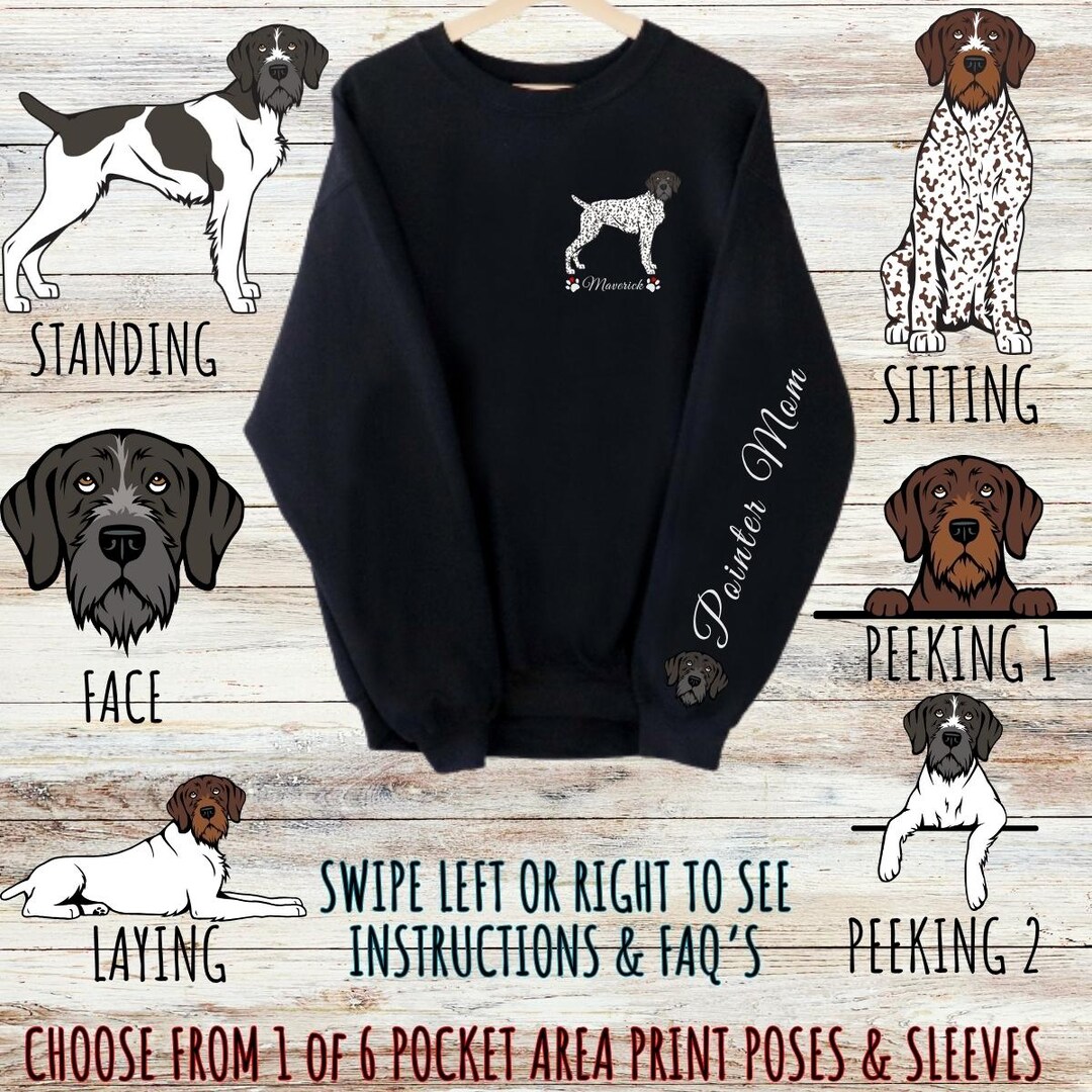 Custom German Wirehaired Pointer Pocket Print Sweatshirt, Cute ...