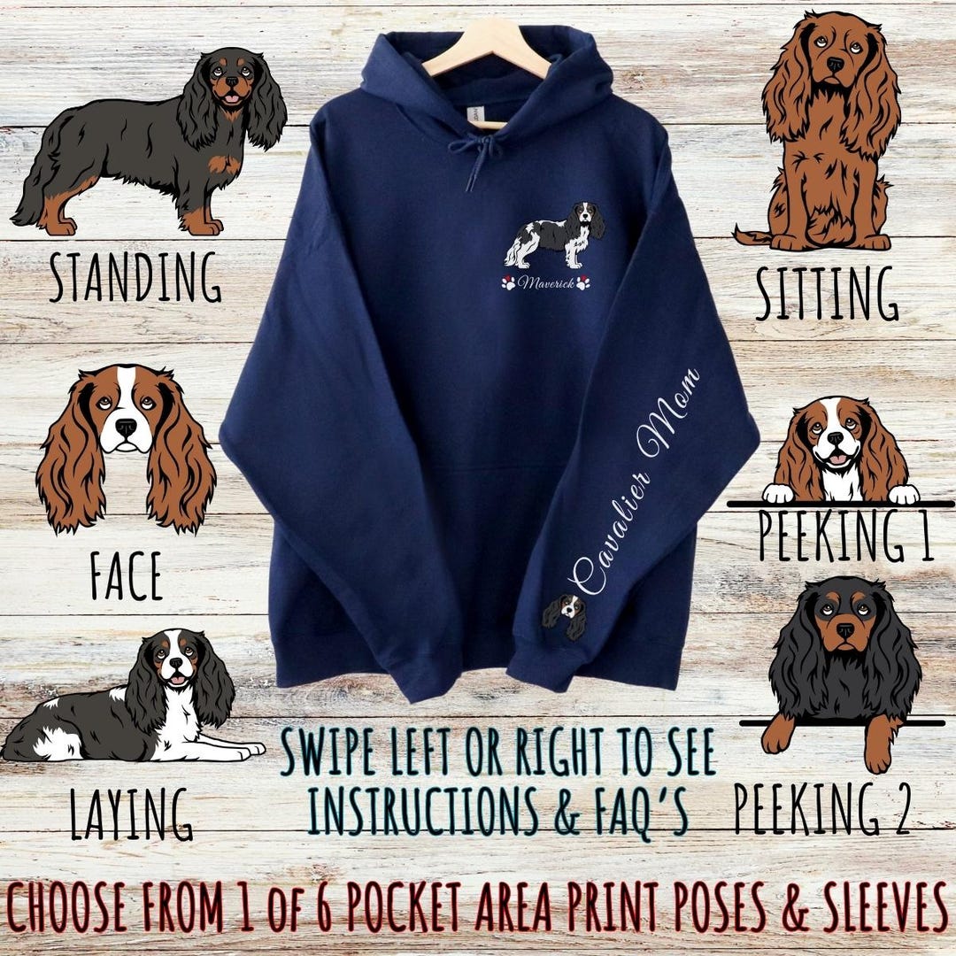 Custom Cavalier King Charles Spaniel Pocket Print Unisex Heavy Blend ...