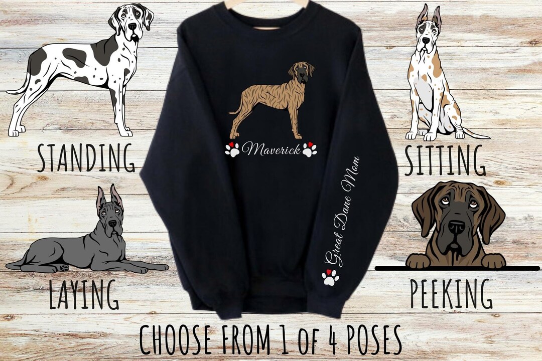 Custom Great Dane Sweatshirt, Cute Personalized Dog Mom & Dad Gift ...