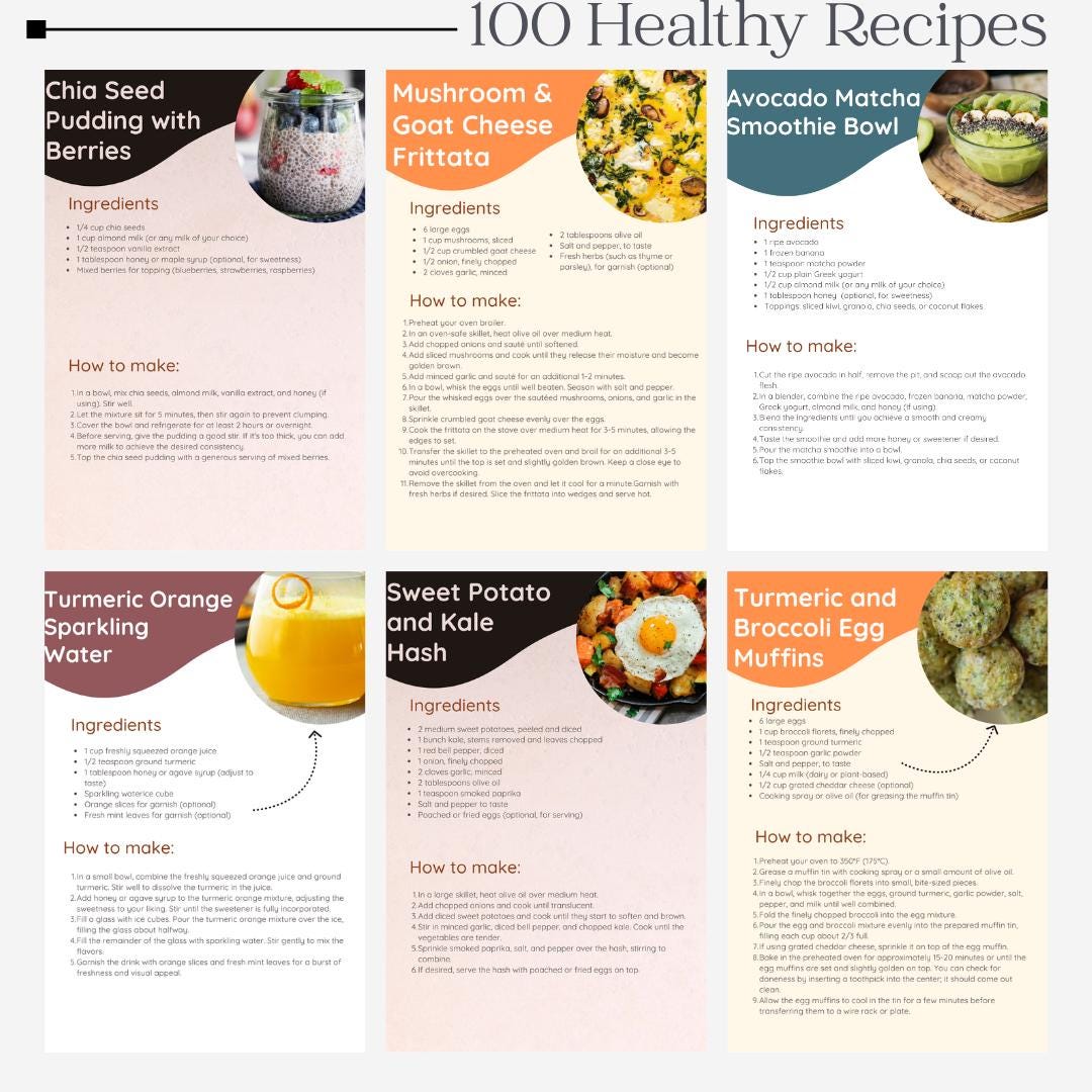 Brain Boosting Recipe Cards | 100 Dietitian - Approved Healthy Recipes ...