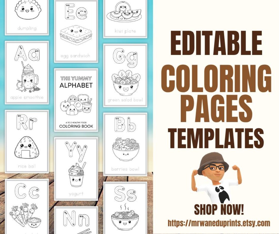Yummy Alphabet A-Z Food Coloring Book for Kids | Healthy Food Printable ...