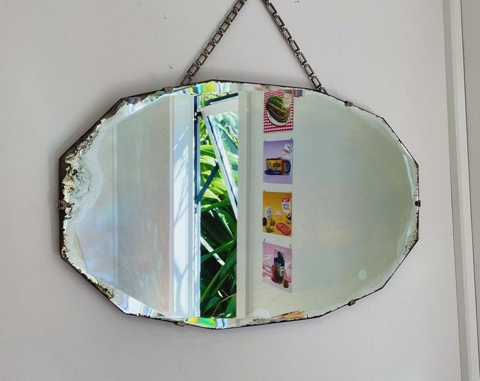 Antique Distressed Oval Mirror With Beveled Edges - Etsy