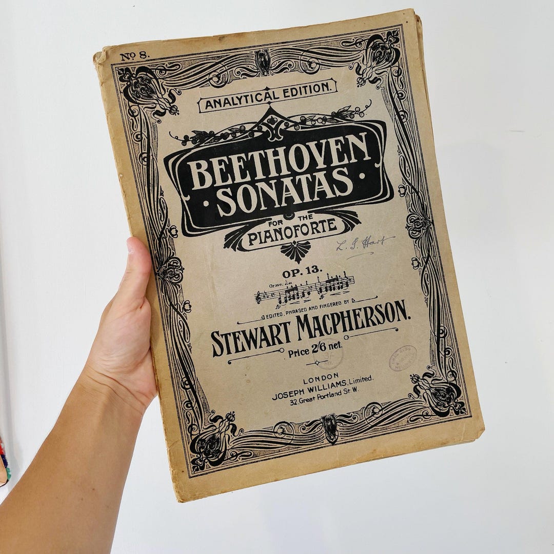 Antique Sheet Music Beethovens Sonatas for Pianoforte Signed 1929 From ...