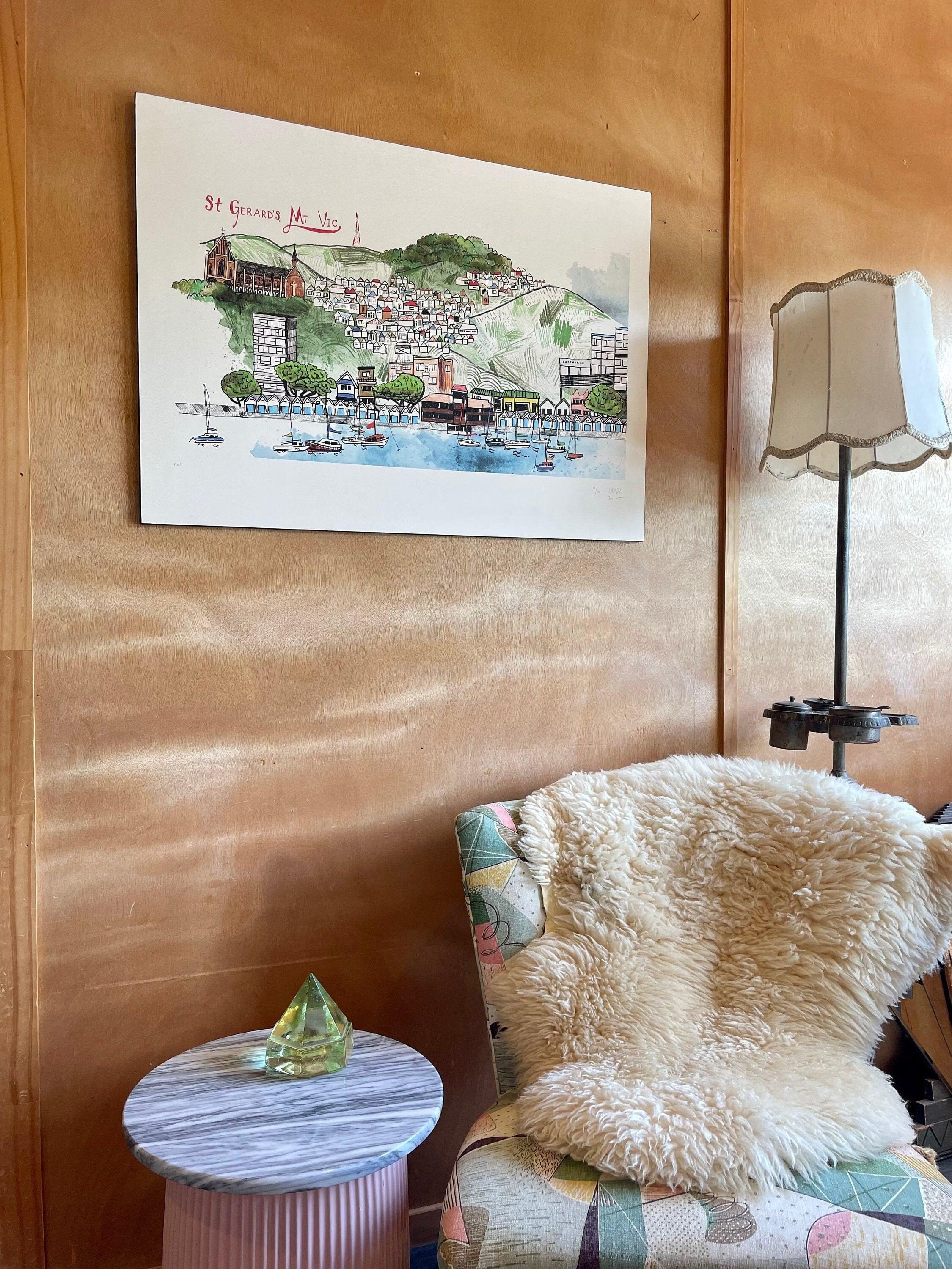 Extra Large Wellington New Zealand Watercolor / Oriental Bay Artwork ...