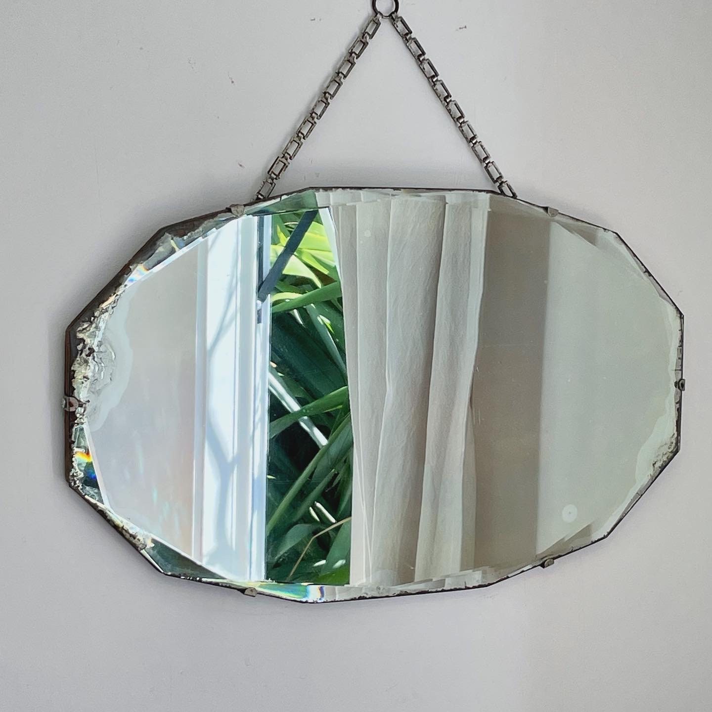 Antique Distressed Oval Mirror With Beveled Edges - Etsy