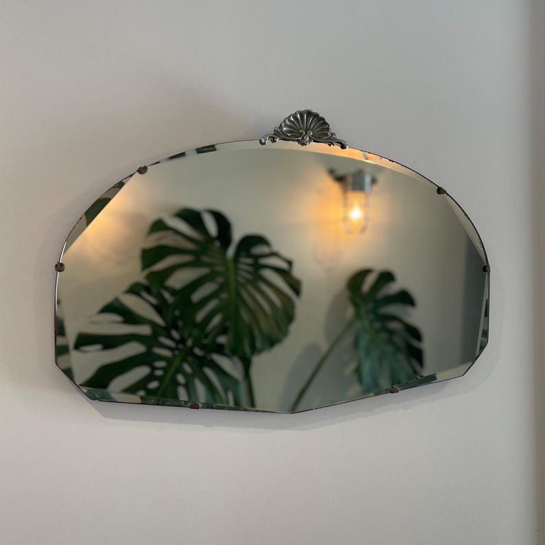 The Poseidon Mirror Antique Art Deco Mirror in Clamshell Shape With ...