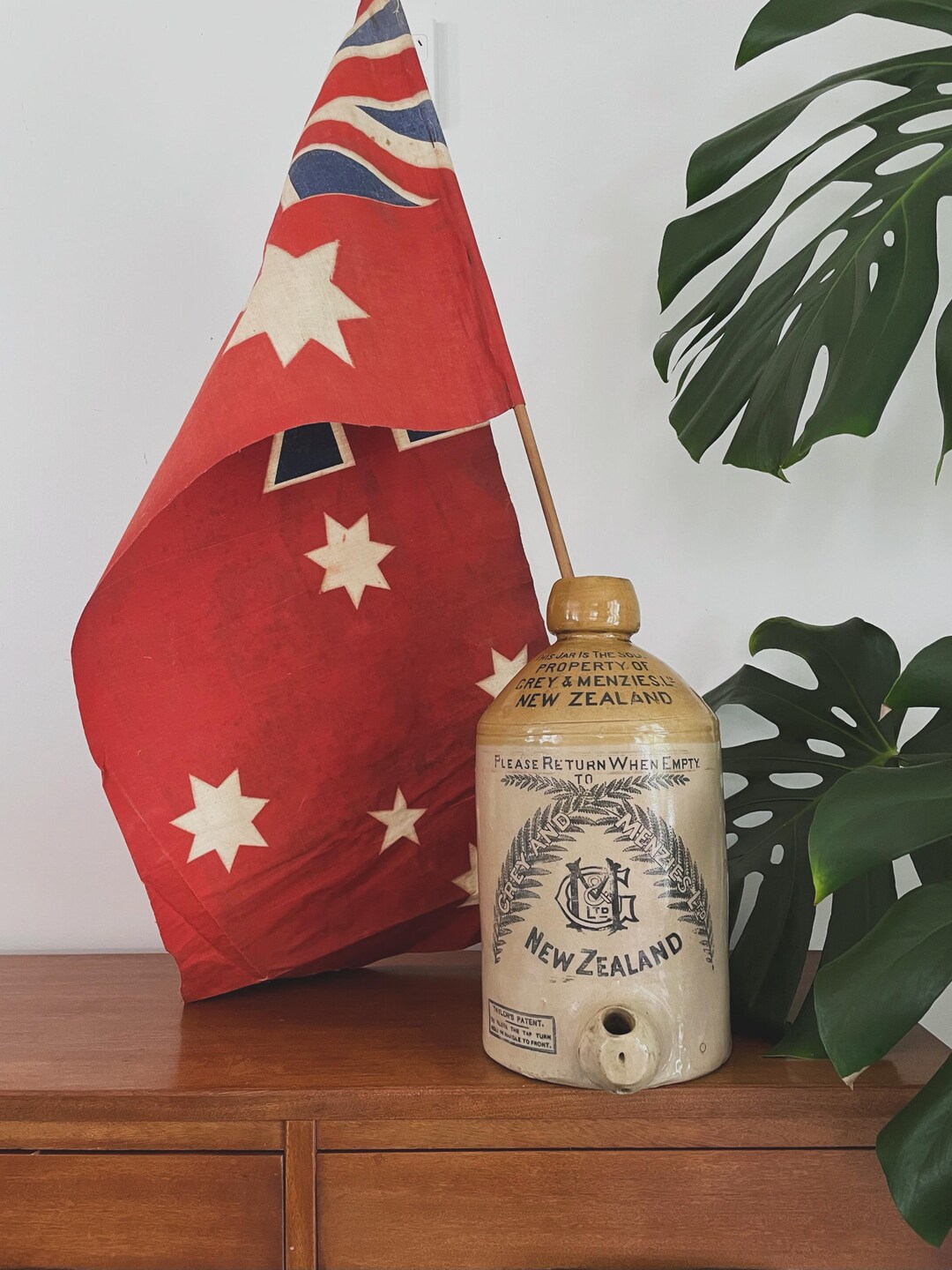Antique Painted Parade Flag - Australian Red Ensign Flag - Vintage ...