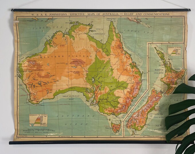 1948 Vintage Pull Down Map of Australia and New Zealand - Etsy