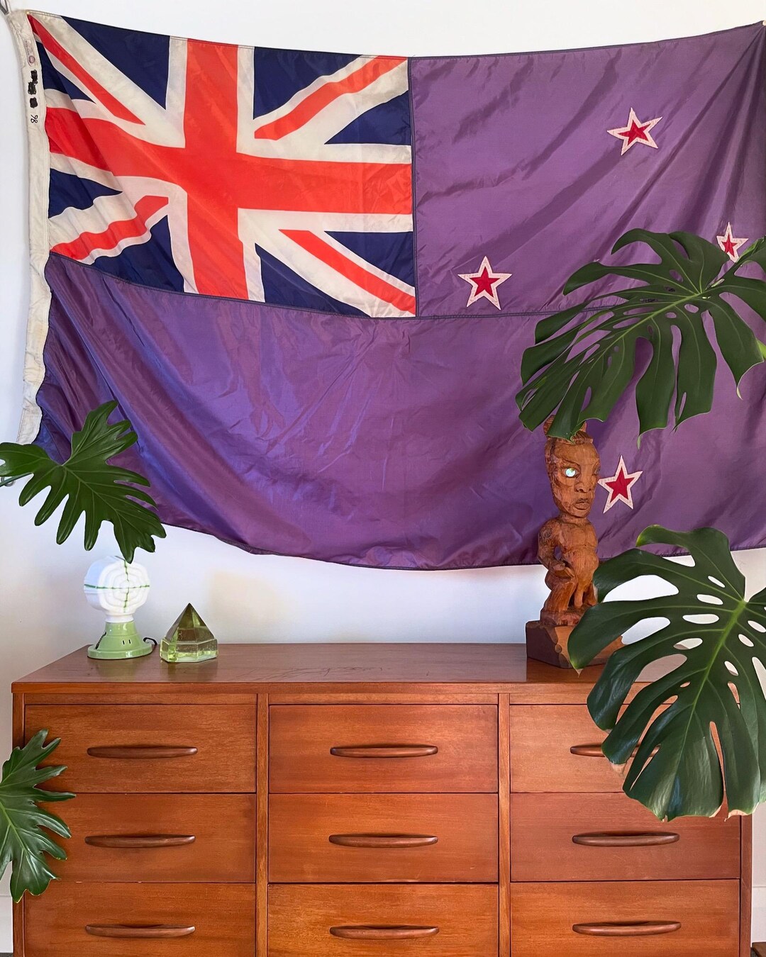 Vintage 1980s New Zealand Flag - Nylon Faded Purple Flag of Aotearoa NZ ...