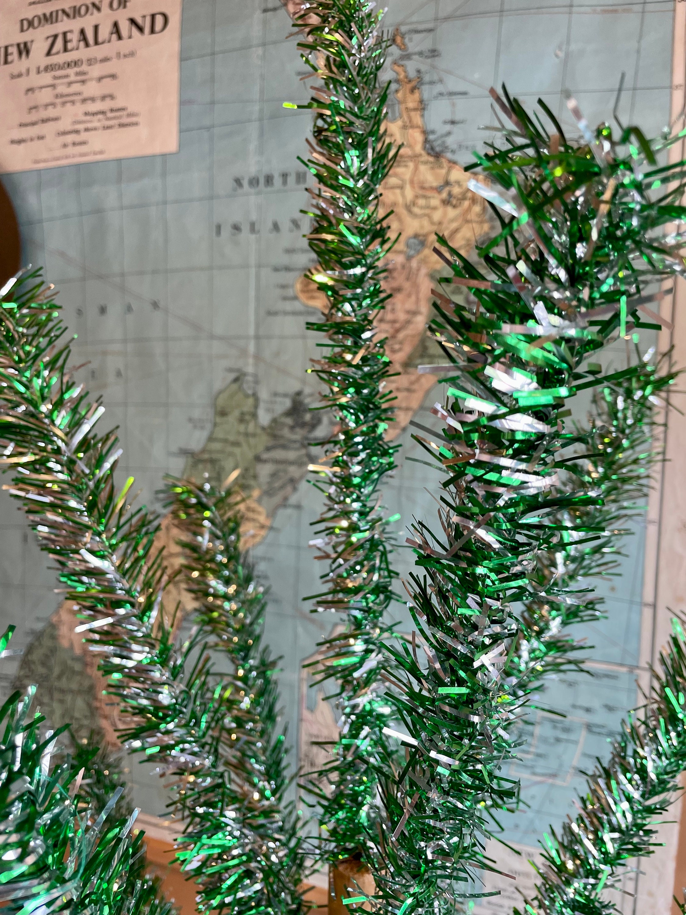 Retro Silver and Green Midcentury Modern Christmas Tree Vintage ...