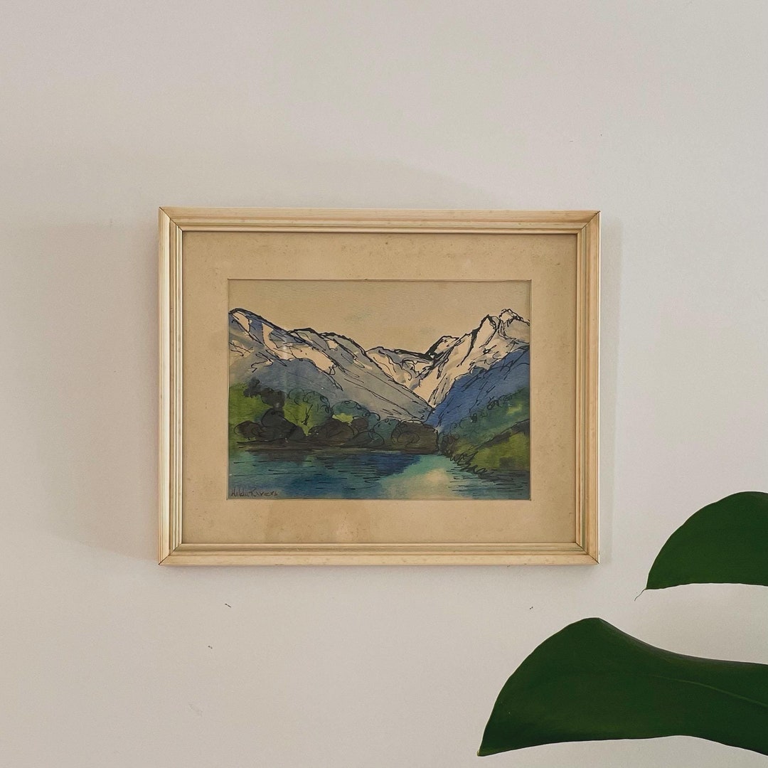 Mount Cook / Aoraki Ink and Watercolor Art - Original 1930s Signed ...