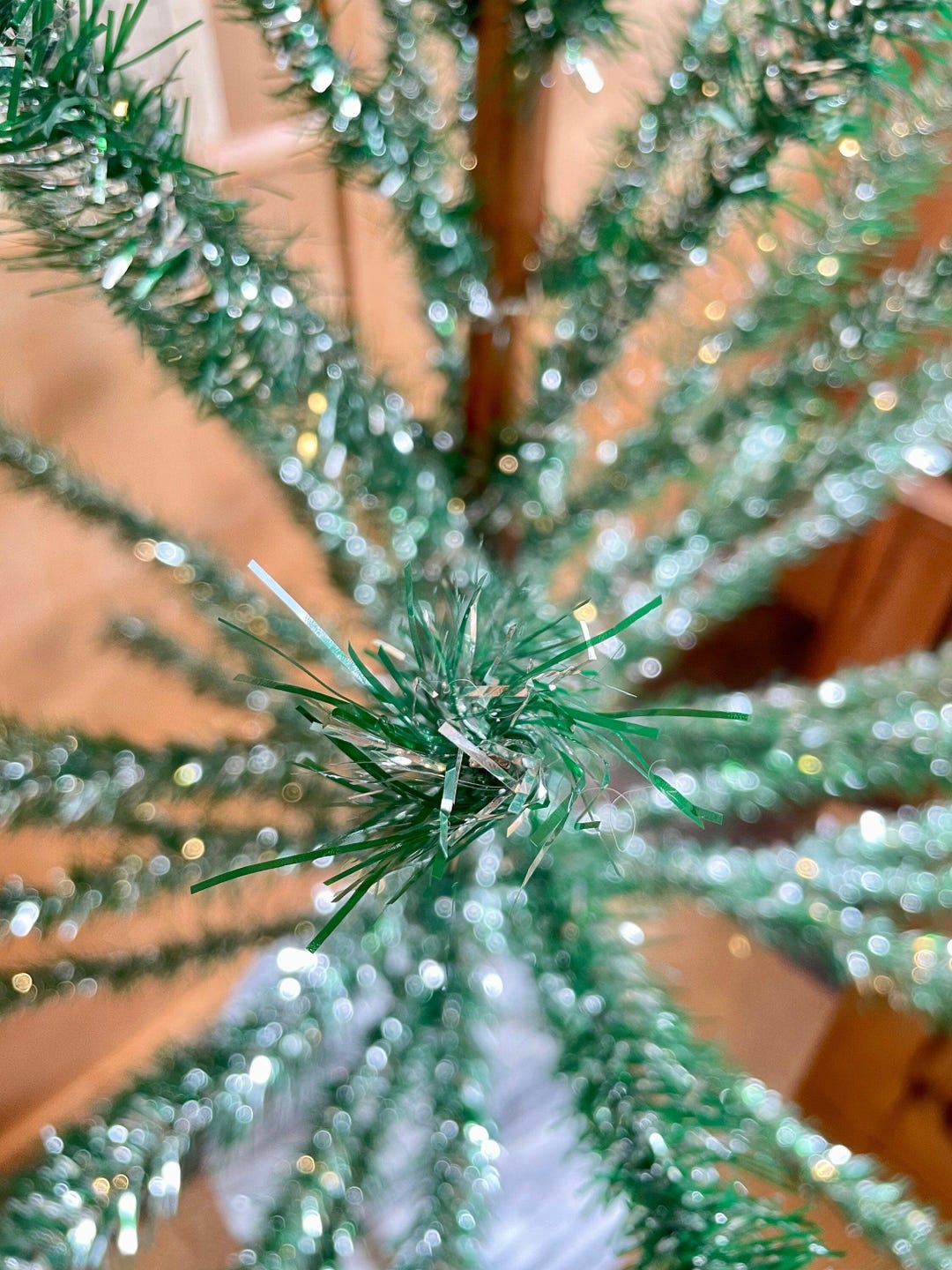 4 Vintage Christmas Tree Midcentury Modern Sparkly Silver & Green ...