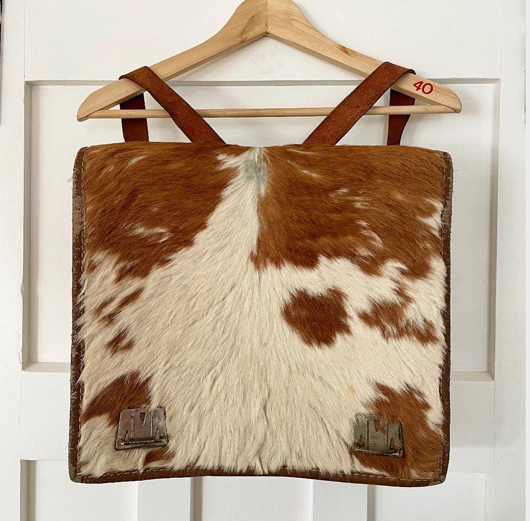 Vintage Cowhide Backpack - Hair-on-hide Leather Messenger Bag From New ...