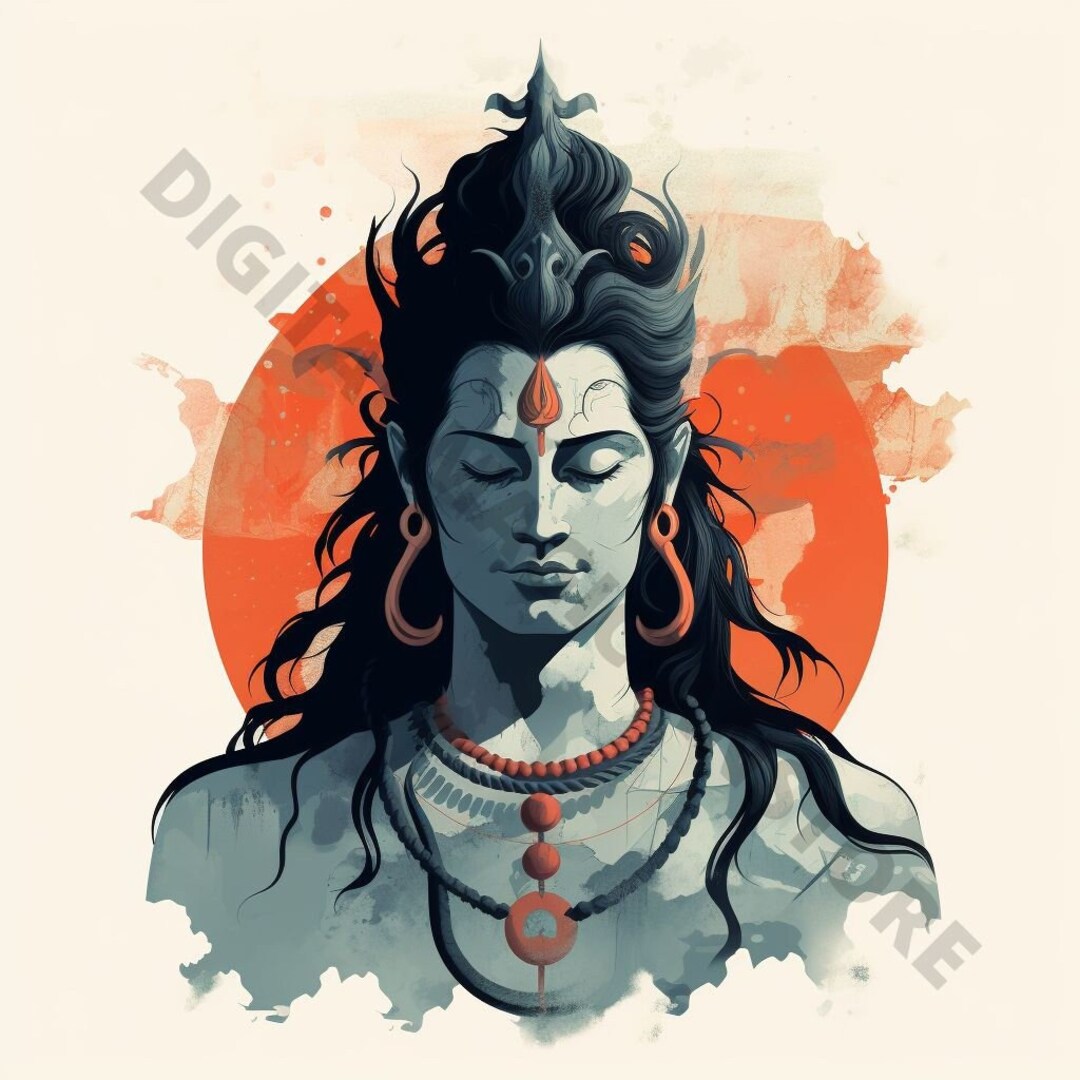 Lord Shiva Minimalist Digital Wall Art Hindu Shiva Painting - Etsy