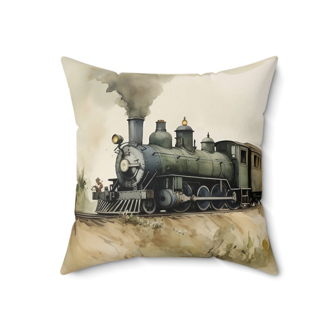 Vintage Train Lover's Pillow Steam Engine Retro Decor for Unique ...