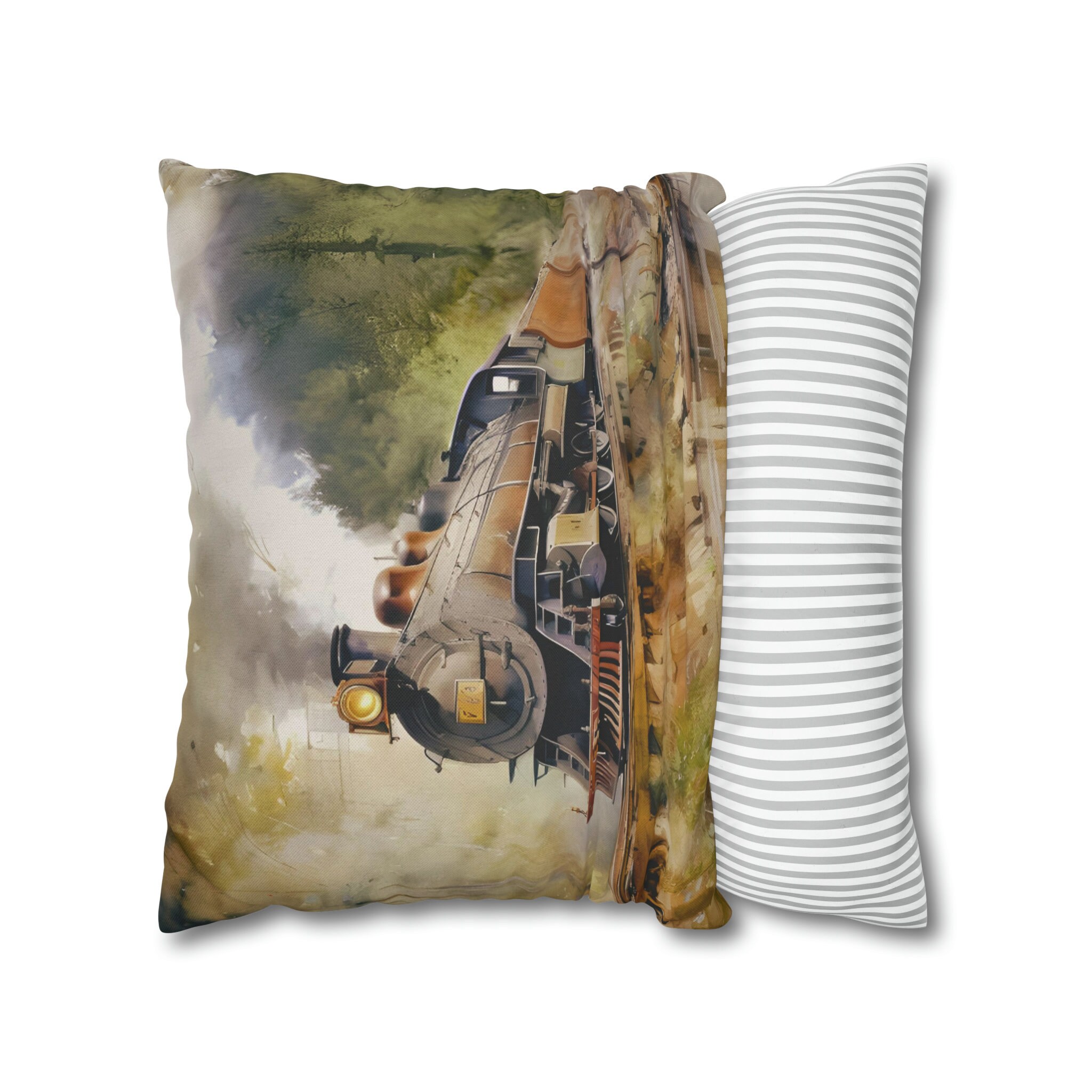Vintage Railway Steam Engine Locomotive Train Pillow Cover, - Etsy
