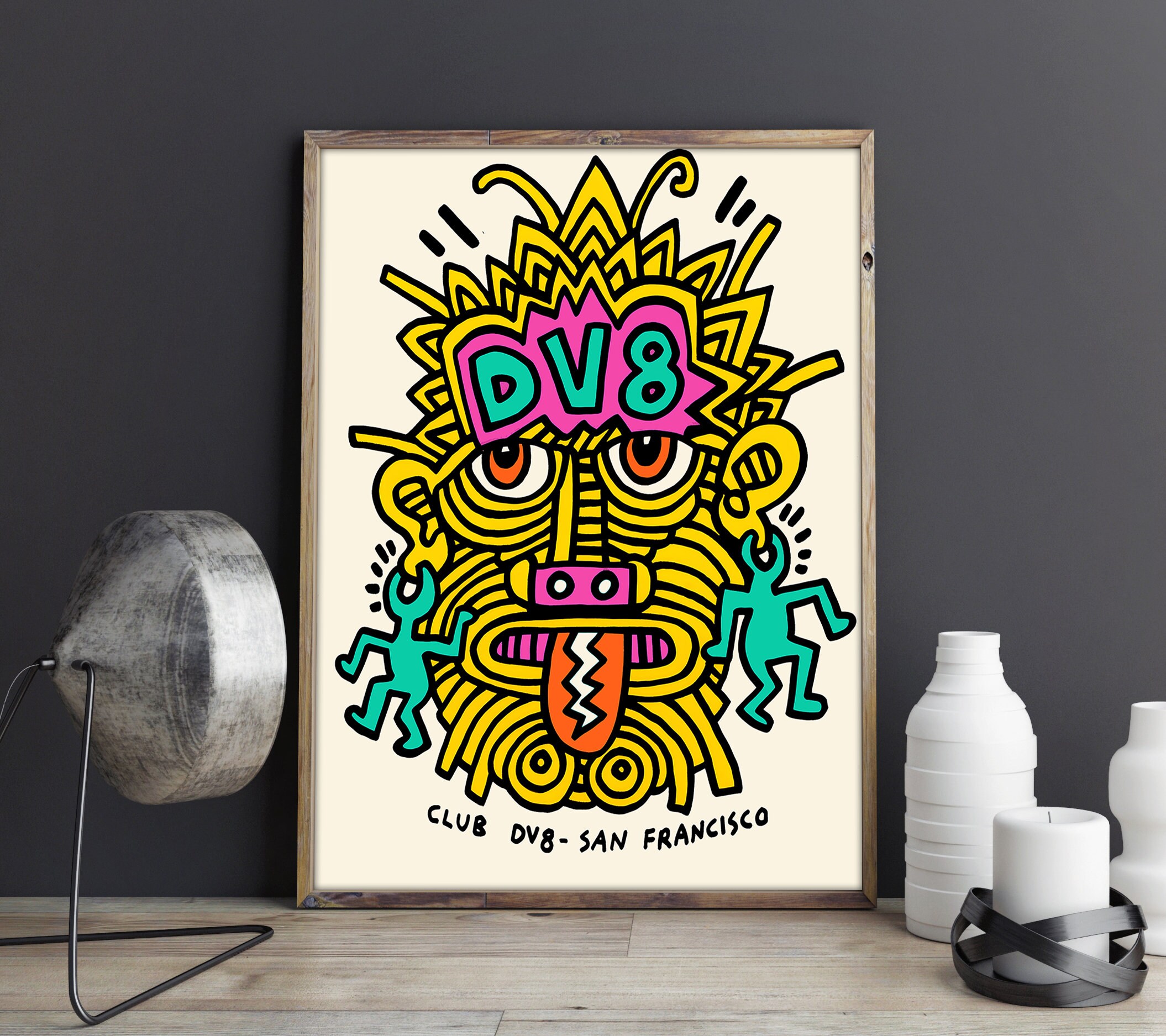 Keith Haring Print, Club DV8, Keith Haring Poster, Pop Art Print, Retro ...
