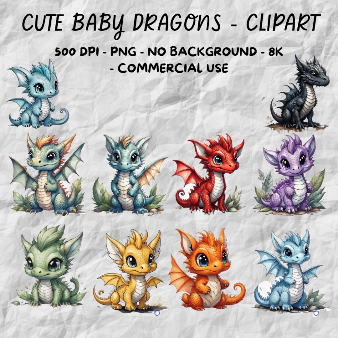 Baby Dragon Clipart Fairytale Dragons Adorable and Magical - Etsy
