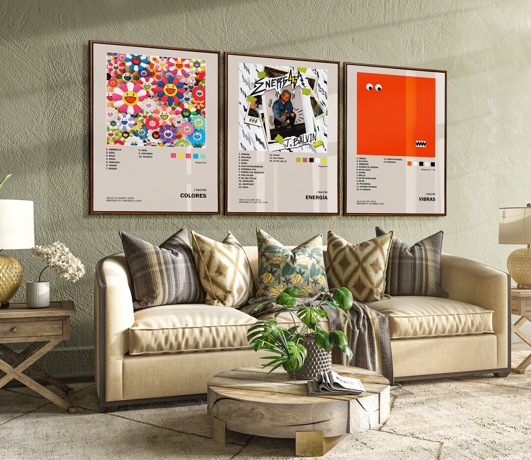 J Balvin Album Cover Poster Set of 3, Energy, Colors, Vibras, Album ...