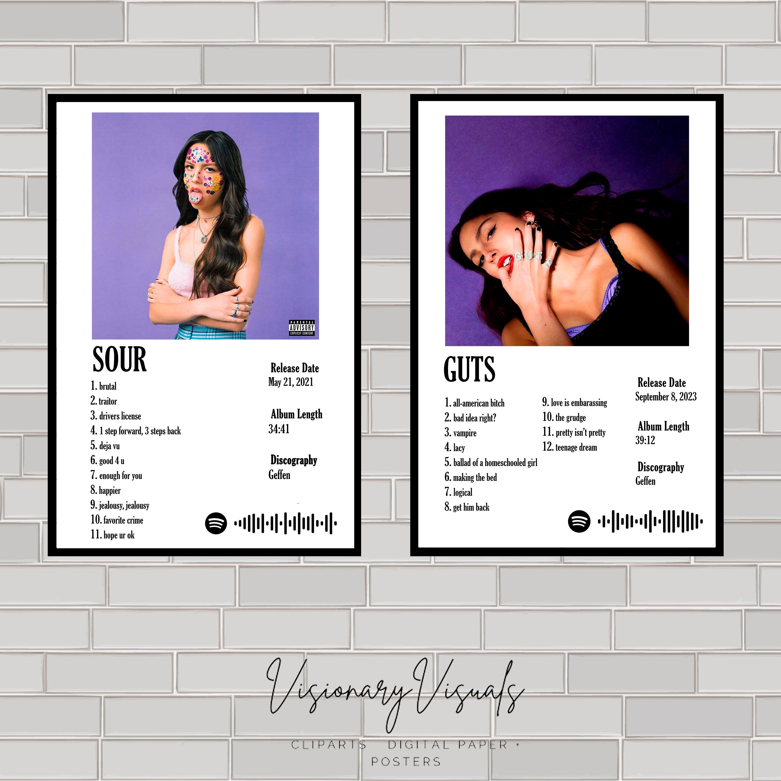 GUTS Olivia Rodrigo | Sour Album Poster | Olivia Rodrigo Albums sold by ...