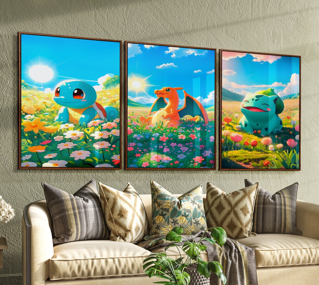 Anime Pokemons Poster Pack Set of 3, Anime Poster, Pokemon Art ...