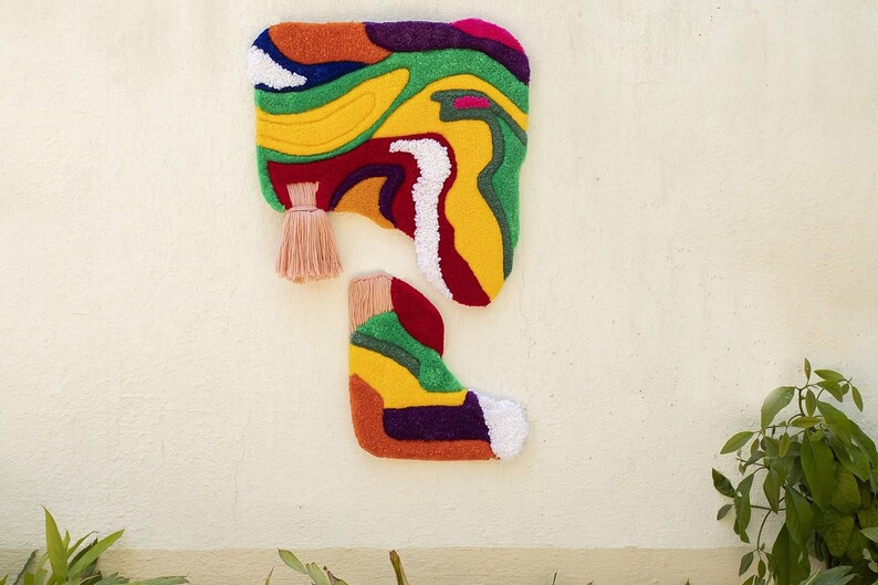 Abstract Colorful Tufted Handmade Wall Rug, İrregular Art Gift - Etsy