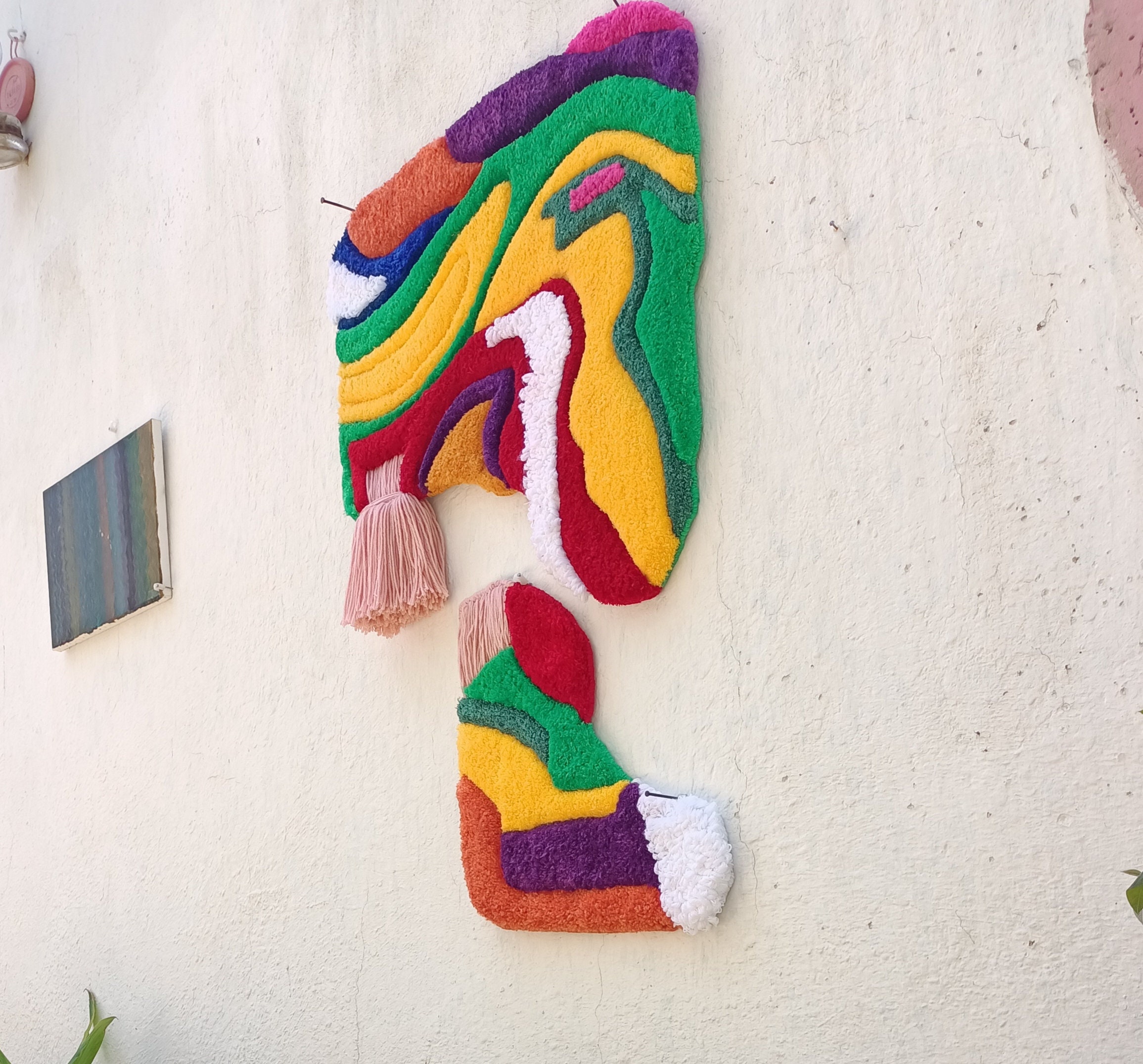 Abstract Colorful Tufted Handmade Wall Rug, İrregular Art Gift - Etsy