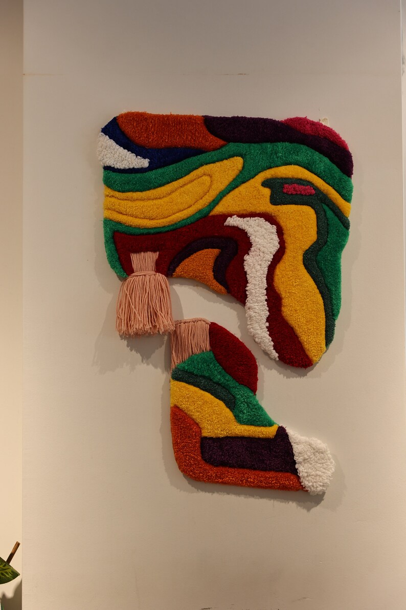 Abstract Colorful Tufted Handmade Wall Rug, İrregular Art Gift - Etsy