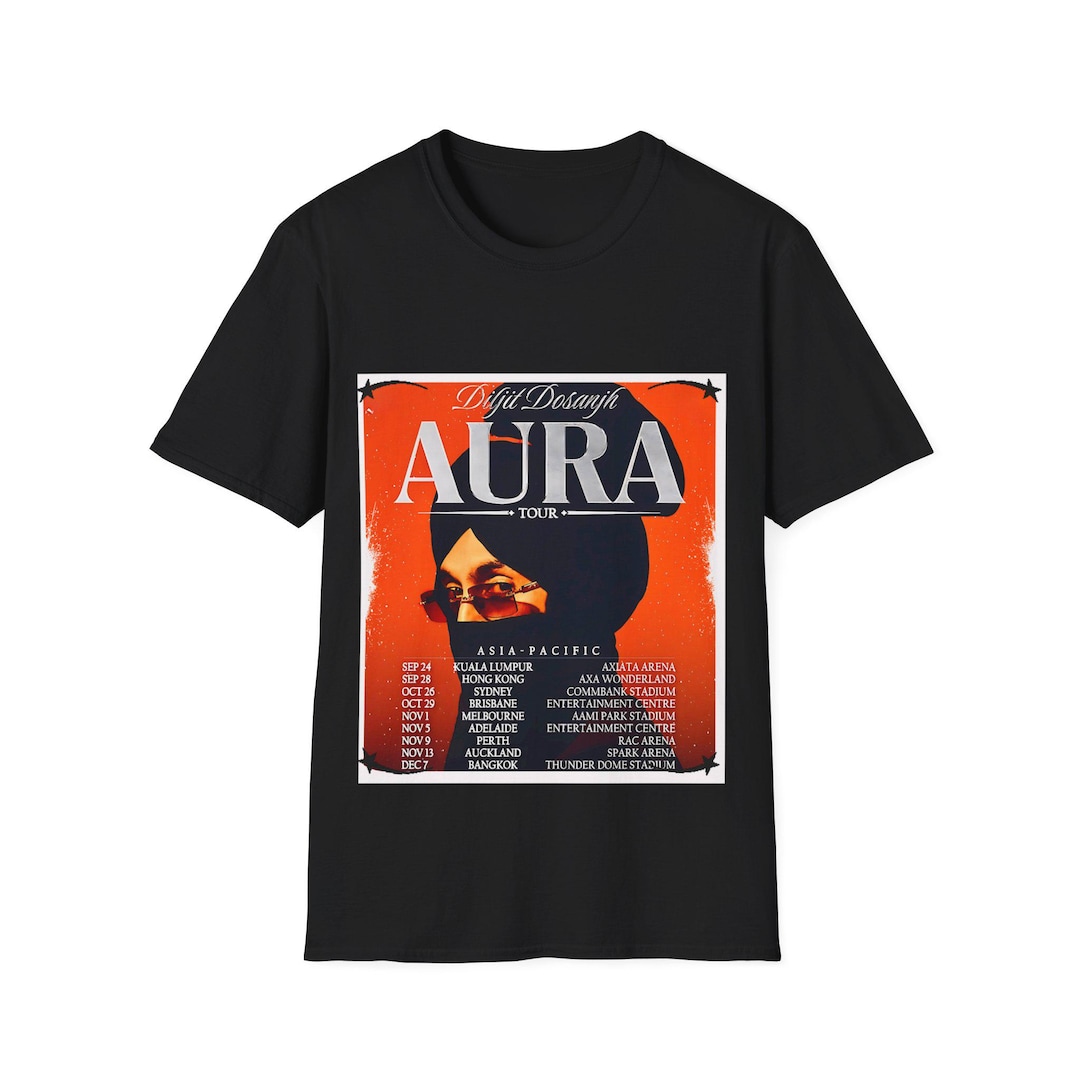 Vintage AURA Tour T-shirt: Unisex Softstyle Tee, Diljit Dosanjh Concert ...